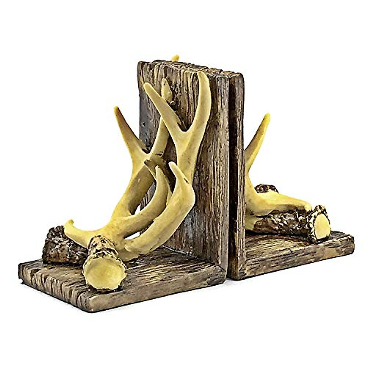 Bellaa Decorative Bookends Antler Rustic Unique Book Ends Home Office Books Shelves Stoppers Holder Nonskid Deer Cabin Decor Mountain Lodge 8 Inch