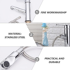 DOITOOL Kitchen Sink Faucet Stainless Steel Kitchen Faucet with Pull Down Sprayer Single Hole Pull Out Kitchen Faucets for Bathroom Bar Laundry