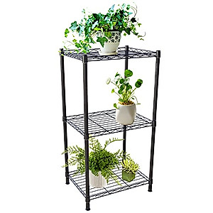 ZHAZHADI 3 Tier Fixed Layer Spacing Storage Shelf Metal Storage Rack Wire Shelving Unit Storage Shelves Metal 396Lbs Capacity 17" L x 13" W x 32" H for Pantry Closet Kitchen Laundry Black
