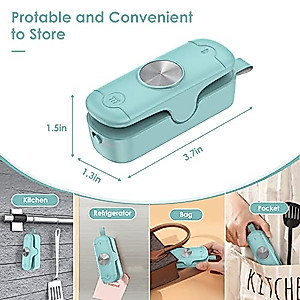 OEOP Mini 2-Pack Bag Sealer, 2 in 1 Heat Sealer & Cutter Battery Powered, Vacuum Sealer Portable Handheld Bag Resealer Kitchen Gadget Machine for Food Chip Bags Storage (Battery Included), White Green