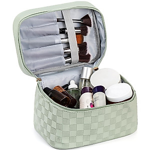 Hedume Set of 4 Makeup Bags, Waterproof Cosmetic Bag Set, Leather Portable Travel Cosmetic Bag, Multifunction Organizer Storage Bag for Makeup, Brushes, Toiletries and Accessories