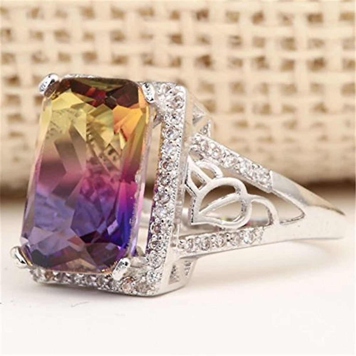 preeyanan Noble 925 Silver Filled Purple Topaz Ametrine Wedding Gemstone Rings Engagement (6)