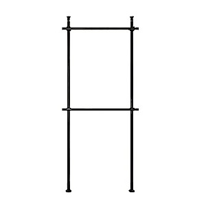 2-Tier Clothing Rack, Industrial Pipe Style Clothes Rail, Heavy Duty Free Standing Garment Racks, Stainless Steel Floor to Ceiling Closet for Store and Home Hanging Clothes, Black