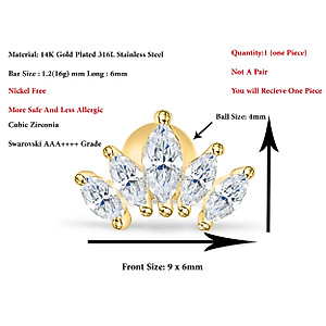 ONDAISY 14k Gold Plated Simulated Diamond Cz Heart Queen Bridal Mermaid Princess Crown Tiara Ear Studs Post Ball Earring Piercing For Women