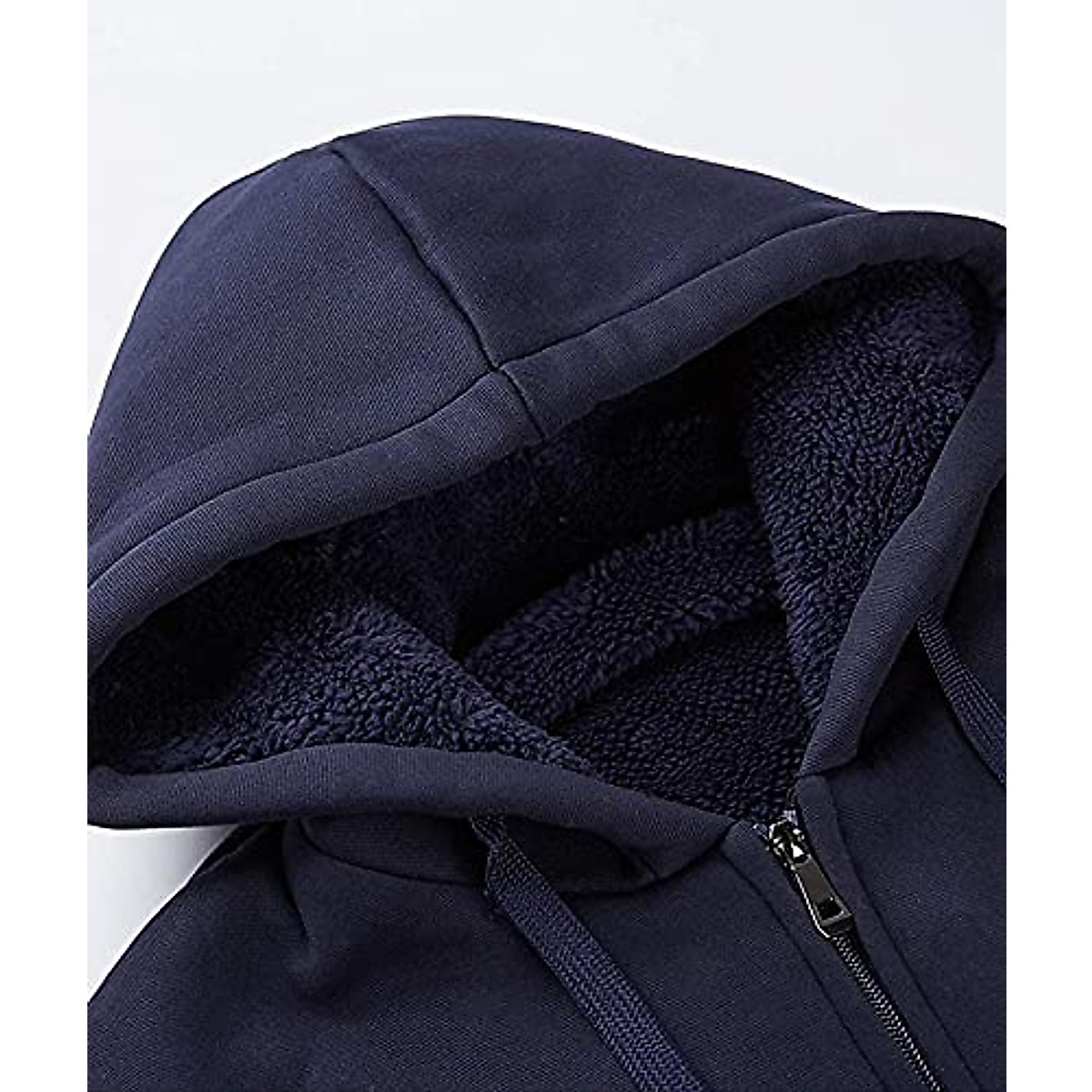 IGEEKWELL Hoodies for Men Full Zip Up Heavyweight Sweatshirt - Sherpa Lined Winter Jacket, Navy, S
