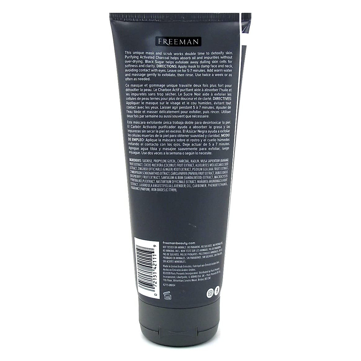 Freeman Facial Charcoal & Black Sugar Polish Mask, 3 Count (Pack of 1)