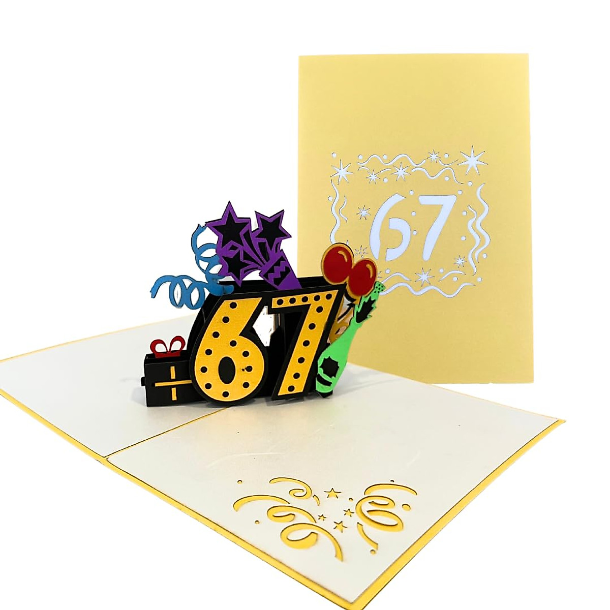ALPHAK Happy 67th Birthday 3D Pop Up Card, Birthday 3D Greeting Card, 67th Birthday Gifts