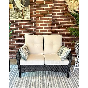 Harlie & Stone Outdoor Seat Cushion, Patio Chair Cushions, Outdoor seat Cushions Set of 2, Replacement Cushions for Outdoor Furniture, Outdoor Chair Cushion, 22 x 22 Outdoor Cushions - Beige