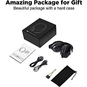 meidongg SE7 Active Noise Cancelling Headphones Bluetooth Headphones Wireless Headphones Over Ear with Microphone/Aptx, Comfortable Protein Earpads, 30 Hours Playtime for Travel/Work, Black