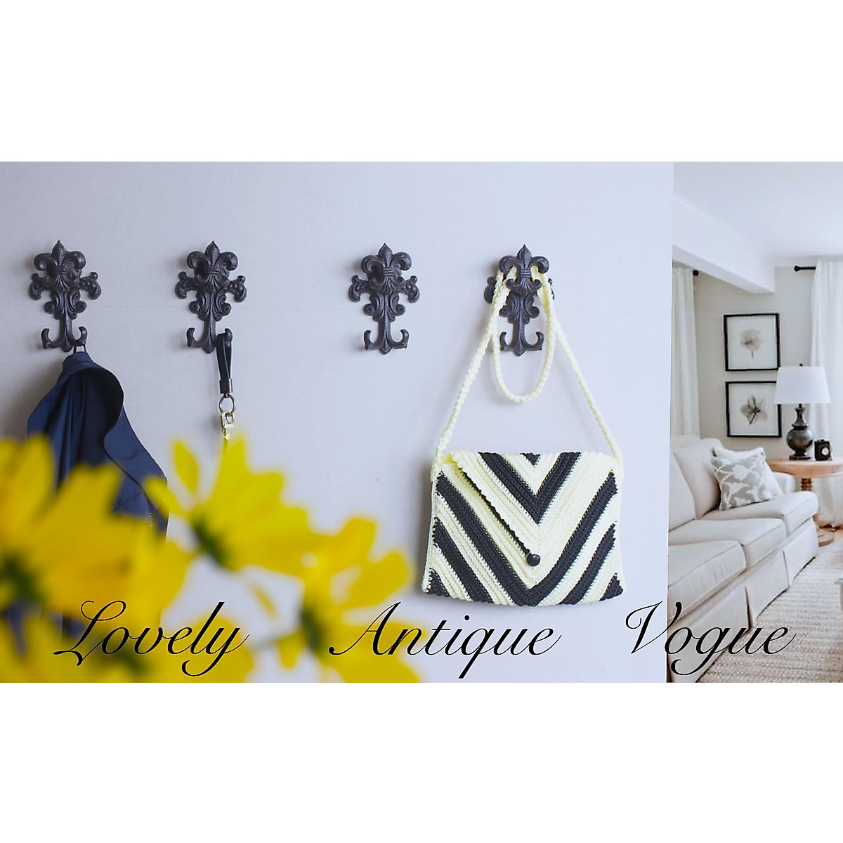 Stelalloy Decorative Wall Hook - Cast Iron Hooks - Black Coat Hooks Towel Hooks for Bathroom Hat Holder Purse Hook - Rustic Coat Hooks Wrought Iron Hooks - Garden Hooks - Pool Hooks