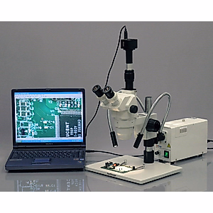 AmScope HL250-AY Dual-Gooseneck Fiber Optic Stereo Microscope Light, 150W Halogen Light Source, 110V-120V