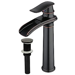 Waterfall Spout Commercial Bathroom Vessel Sink Faucet Single Handle One Hole Deck Mount Oil Rubbed Bronze Lavatory Mixer Tap
