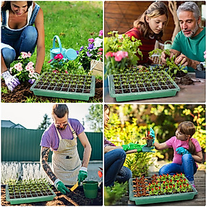 MQUPIN Seed Starter Tray with Grow Light 4 LED, 2 Pack/80 Cells Adjustable Brightness Seed Starter Kit,Seedling Starter Kit with Dome and Base for Greenhouse Seeds Growing Starting(Green)