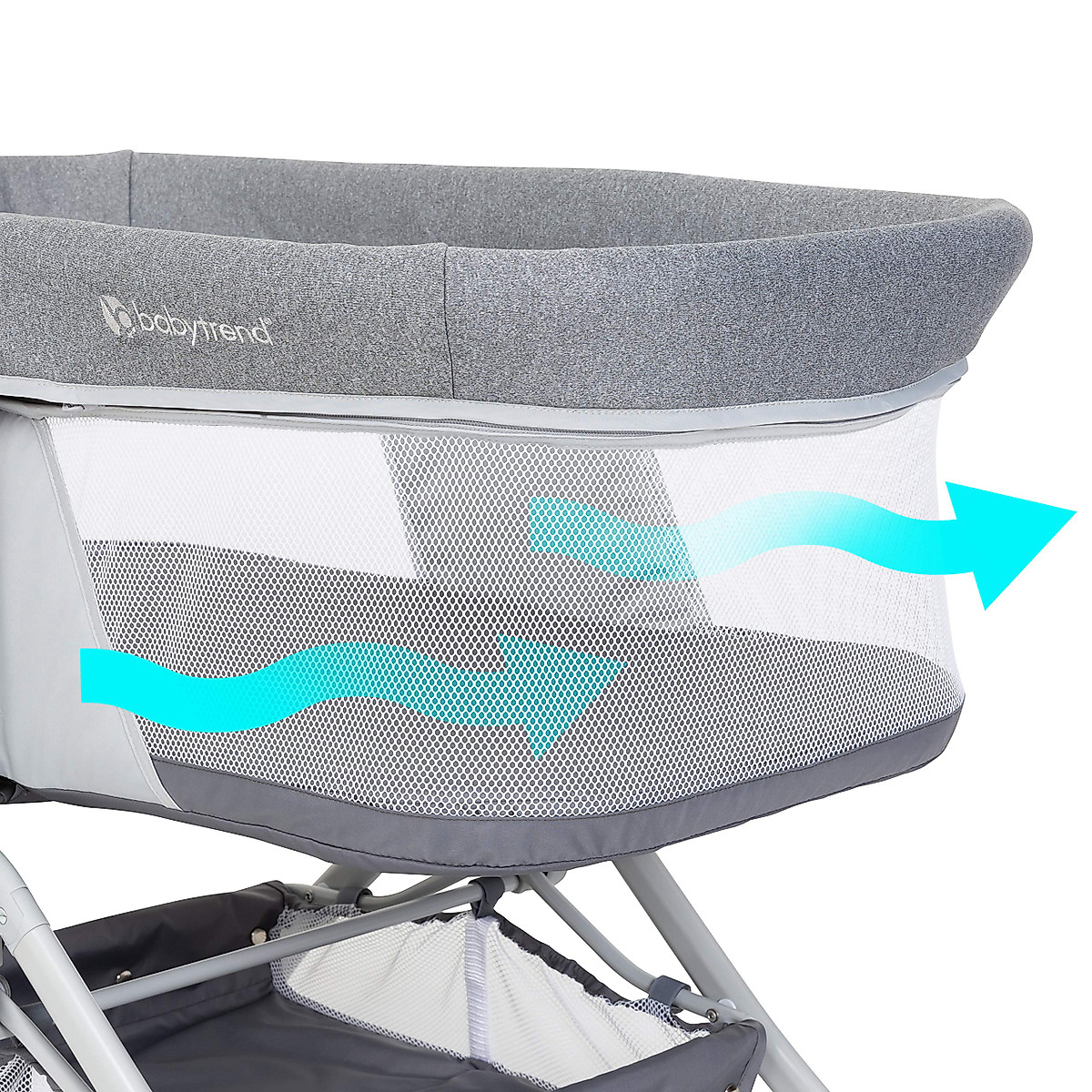 Baby Trend Quick-Fold 2-in-1 Rocking Bassinet, Shadow Stone Gray