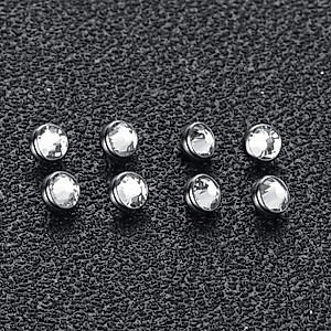 Xpircn 14G Titanium Dermal Anchor Tops Clear CZ Micro Dermal Piercing Jewelry 3mm Round Top 8PCS