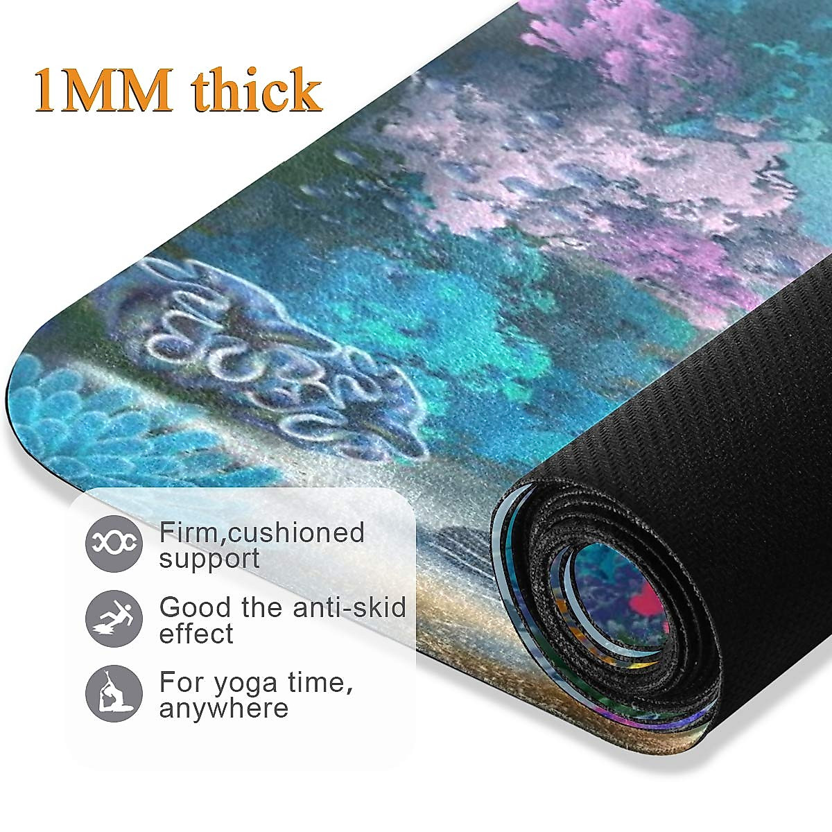 Qilmy Underwater World of Dolphins Yoga mat,Best No-Slip Hot Yoga Mat, No-Toxic,TPE Yoga mat,Ideas for Exercise,Yoga and Pilates(71”x26”X 1mm)