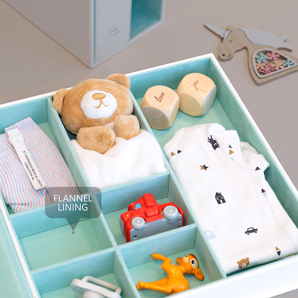 Keepsake Baby Memory Book with Keepsake Box Girl Boy - Timeless Leather-Bound Baby Milestone Book | Baby Book Keepsake and Baby Photo Memory Box to Record Baby Shower to Age 5 - Beautiful Gift