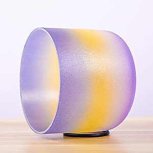 ENERGYSOUND 432Hz Perfect Pitch A 3rd Eye Chakra Rainbow Colored Frosted Quartz Crystal Singing Bowl 8 inch