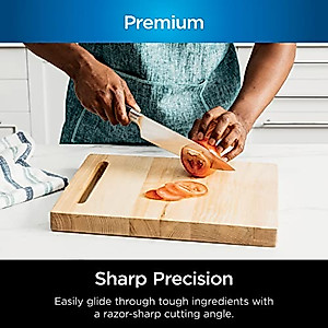 Ninja K52015 Foodi NeverDull 15 Piece Premium Knife System, Wood Series Block, German Stainless Steel, with Built-in Sharpener, Stainless Steel/Walnut