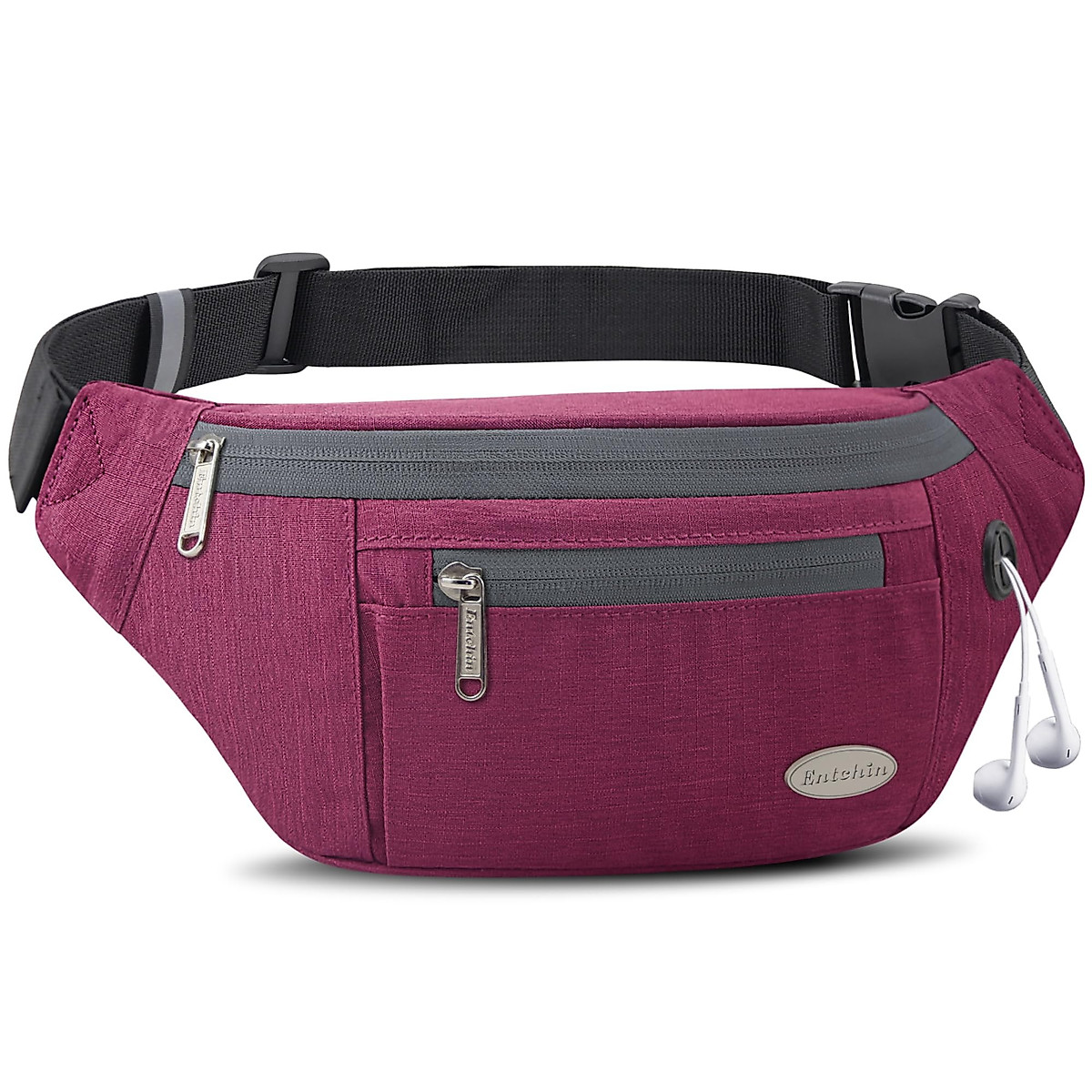 Entchin Fanny Pack for Women Men with 4-Zipper Pockets, premium fashion Waist Pack Crossbody Bum Bags for Hiking, Running, Travel, Cycling and Casual(Burgundy)