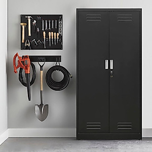 YEEZER Metal Storage Cabinet 72" Garage Storage Cabinet with Doors, 4 Adjustable Shelf Height & Steel Lockable File Cabinet, Tool Cabinets for Office, Home, Gym, School and Kitchens (Black)