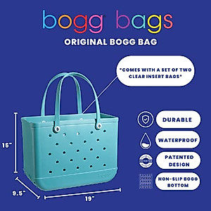BOGG BAG Original X Large Waterproof Washable Tip Proof Durable Open Tote Bag for the Beach Boat Pool Sports 19x15x9.5 - Lightweight Tote Bag - Rubber Bags For Women - Patented Design