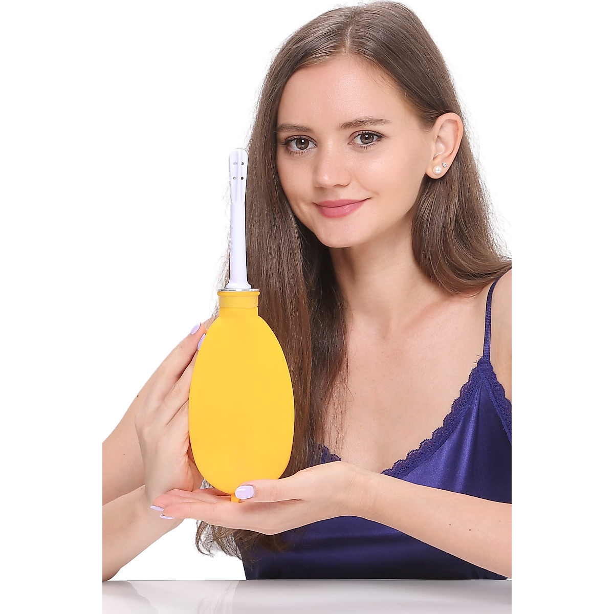 RVDKBULB Silicone Douche Bag with Storage Bag, Pocket size - Great for Travel, 24 Fl Oz Capacity, Yellow