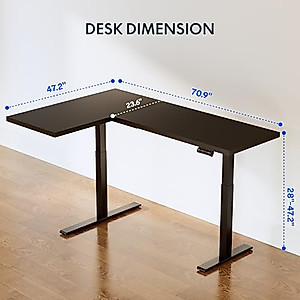 FLEXISPOT L Shaped Standing Desk 71 x 48 Inch Dual Motor Computer Electric Corner Desk Sit Stand Up Desk Height Adjustable Desk Home Office Table with Splice Board, Black