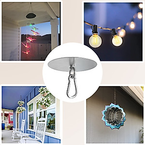 Adhesive Ceiling Hooks Stainless Steel Sticky Pad Eye Plate Snap Hooks Wall Hooks Wind Chime Hanger for Hanging Plants Wind Spinners Decorations in Bathroom Kitchen Porch RV Nail-free No Drill