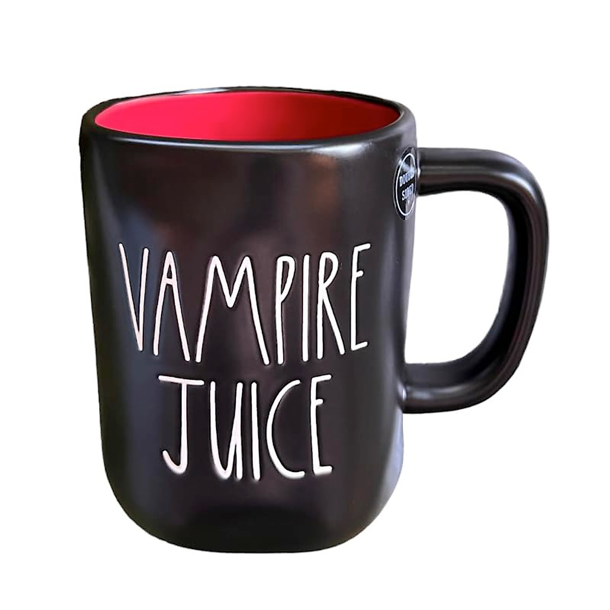 Rae Dunn Halloween Ceramic Double Sided Mug Vampire Juice with Red Interior