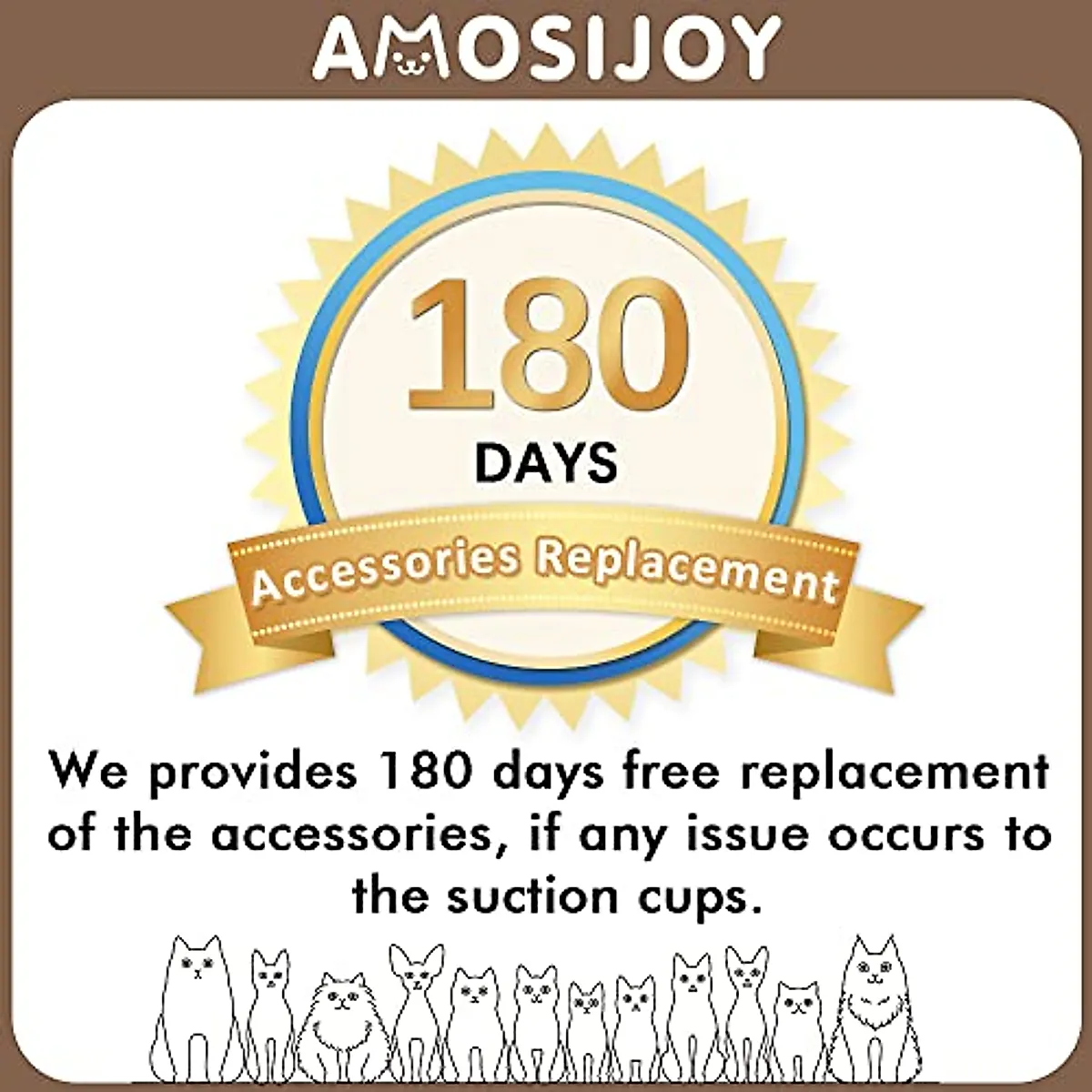 AMOSIJOY Cordless Cat Window Perch Cat Hammock, Large Cats Window Cat Beds with 4 Suction Cups & Solid Metal Frame, Foldable Cat Seat for Indoor Cats (Medium)