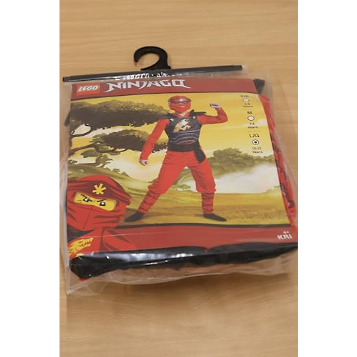 Disguise Kai Costume for Kids, Classic Lego Ninjago Legacy Themed Children's Character Jumpsuit, Child Size Large (10-12), Red & Black