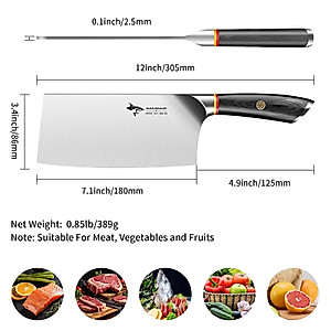MAD SHARK 7 inch Heavy Duty Kitchen Knife, Professional Sharp Vegetable Cleaver, German Military Grade Composite Steel with Ergonomic Handle, Chef Knife for Home Kitchen Cook Cutting, Chopping