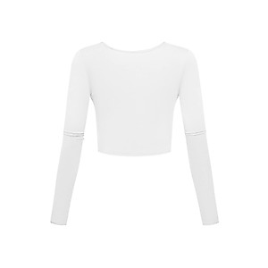 White Crop Top Deep V Neck T Shirts for Women Plue Size Tight Long Sleeve Shirts Clover Cheerleader Costume X-Large