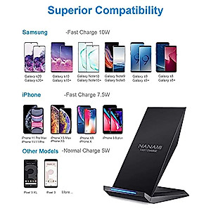 NANAMI Fast Wireless Charger with 30W USB C Power Adapter, Qi Certified Charging Stand 7.5W Compatible iPhone 12/SE 2/11 Pro/XS Max/XR/X/8 Plus,10W for Samsung Galaxy S20+/S10/S9/S8/Note 20Ultra/10/9