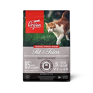 ORIJEN Fit and Trim Dry Cat Food, Grain Free Cat Food for Adult Cats, With WholePrey Ingredients, 4lb