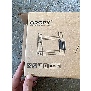 OROPY 2 Tier Spice Rack for Countertop, Height Adjustable Metal Standing Kitchen Storage Organizer Shelf, Counter Shelf for Cabinet,Pantry,Bathroom,Bedroom, with Hanging Basket