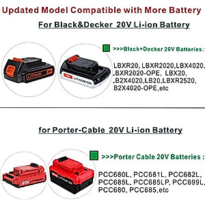 20V Lithium Battery Fast Charger Compatible with Black and Decker 20V Lithium Battery LBXR20 LBXR2020 LB2X4020 and Porter Cable 20V Lithium Battery PCC685L PCC680L PCC681L
