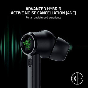Razer Hammerhead True Wireless Pro Bluetooth Gaming Earbuds (2020 Model): THX Certified - Advanced Hybrid Active Noise Cancellation - 60ms Low-Latency - Touch Enabled - <20 Hr Battery Life - Black