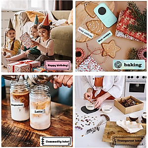 Phomemo D30 Label Maker Machine with 4 Tapes-Black on White Tape 12mm 0.47 in, Mini Bluetooth Label Printer, Portable Smart Phone Handheld Sticker Mini Labeler Inkless Rechargeable, BPA-Free