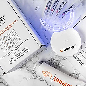 LINHART Teeth Whitening Kit with LED Light - Tooth Whitener Gel, Dental Whitening Gel Syringes with 35% Carbamide Peroxide and 16-Led Whitening Light - No Sensitivity, Whitens Teeth