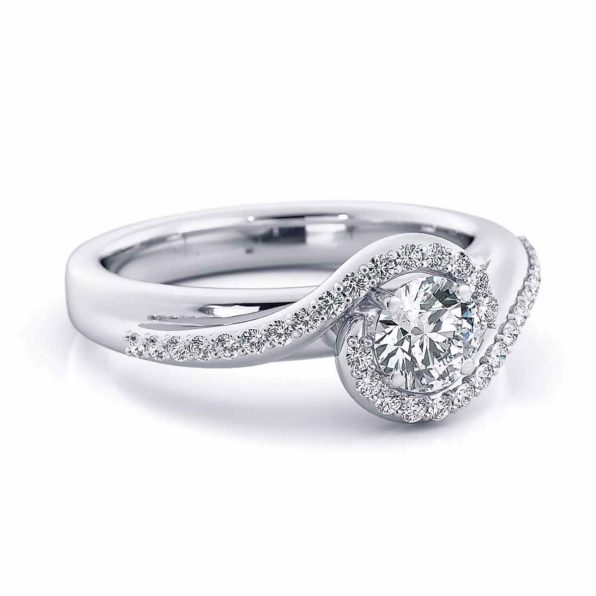 1.3 ct. tw. Halo Round Cut Moissanite Engagement Rings for Women Platinum Plated Silver Size 9.5