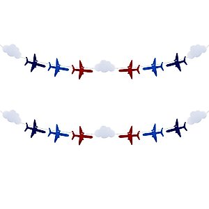 SaktopDeco 2 Pack Airplane Cloud Garland Plane Banner Airplane Party Supplies Plane Aviation Themed Birthday Party Decorations Supplies
