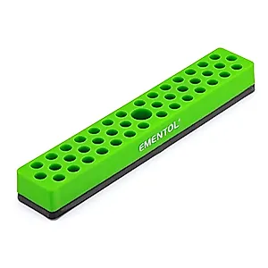 EMENTOL 1/4" Magnetic Bits Holder - Green, 43PCS Hole, Bit Organizer with Strong Magnetic, Magnetic Bits Organizer