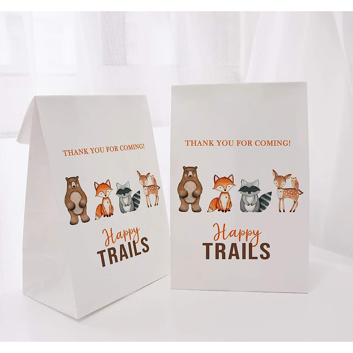 Yuzioey 36 Pack Woodland Baby Shower Bags, Forest Animals Gift Bags with 36 Thank You Stickers, Woodland Baby Shower Trails Bags, Woodland Baby Shower Decorations