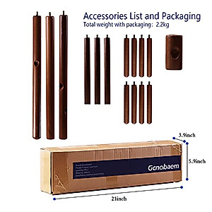 Gcnobaem Wooden Tree Coat Rack with 3 Adjustable Sizes, 8 Hooks, Super Easy Assembly NO Tools Required, Free Standing Solid Coat Hanger Stand for Clothes, Garment, Hats, Accessories (Dark Walnut)