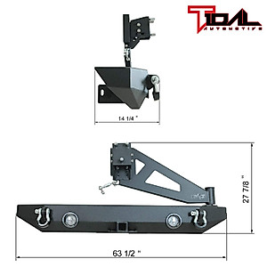 EAG Compatible with JK Rear Bumper with Tire Carrier 07-18 Wrangler