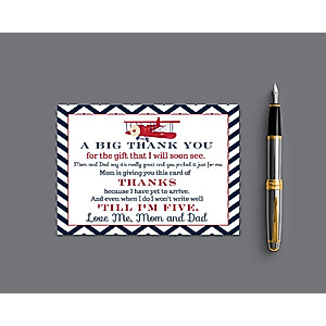 Paper Clever Party Airplane Baby Shower Thank You Postcards (15 Pack) Boys Notecards Only - Eco-friendly Postal Note with Message from Newborn – Adventure Travel Red Blue – Printed 4x6