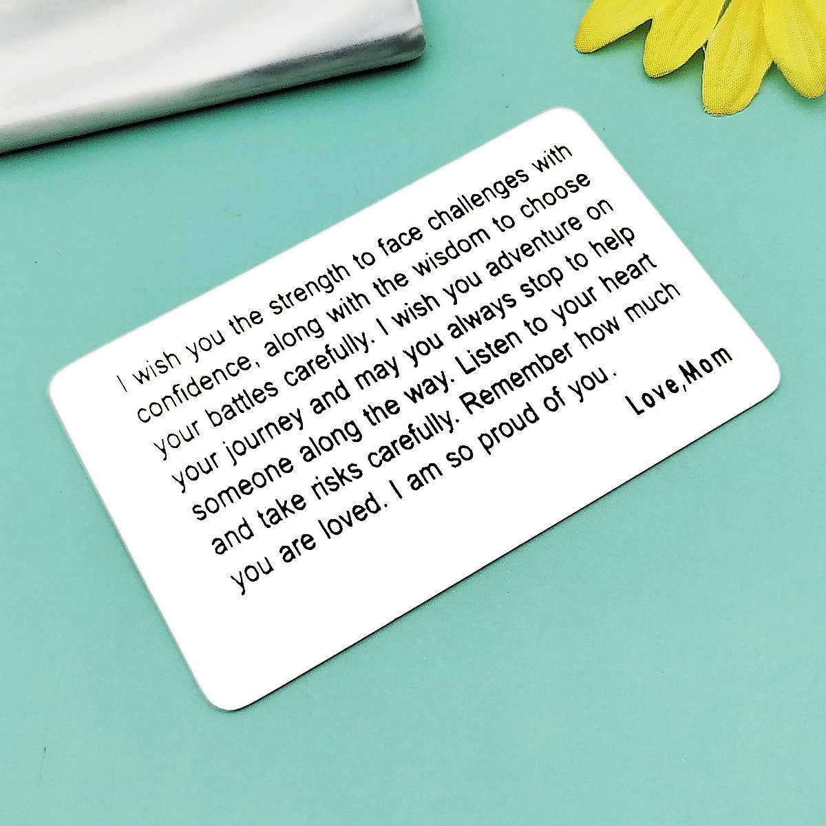 Inspirational Gift from Mom Metal Wallet Insert Card to My Son Gift Daughter Gift Encouragement Gift for Teen Girl Boy Family Gifts Engraved Wallet Insert Card Birthday Graduation Gift Jewelry