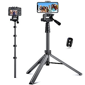 Aureday Selfie Stick Phone Tripod&Monopod, 67'' Detachable Cellphone Tripod Stand with 360° Rotatable Pan Head, Tripod for iPhone&Android Phone, Portable Phone Stand for Recording/Photography/Make-Up